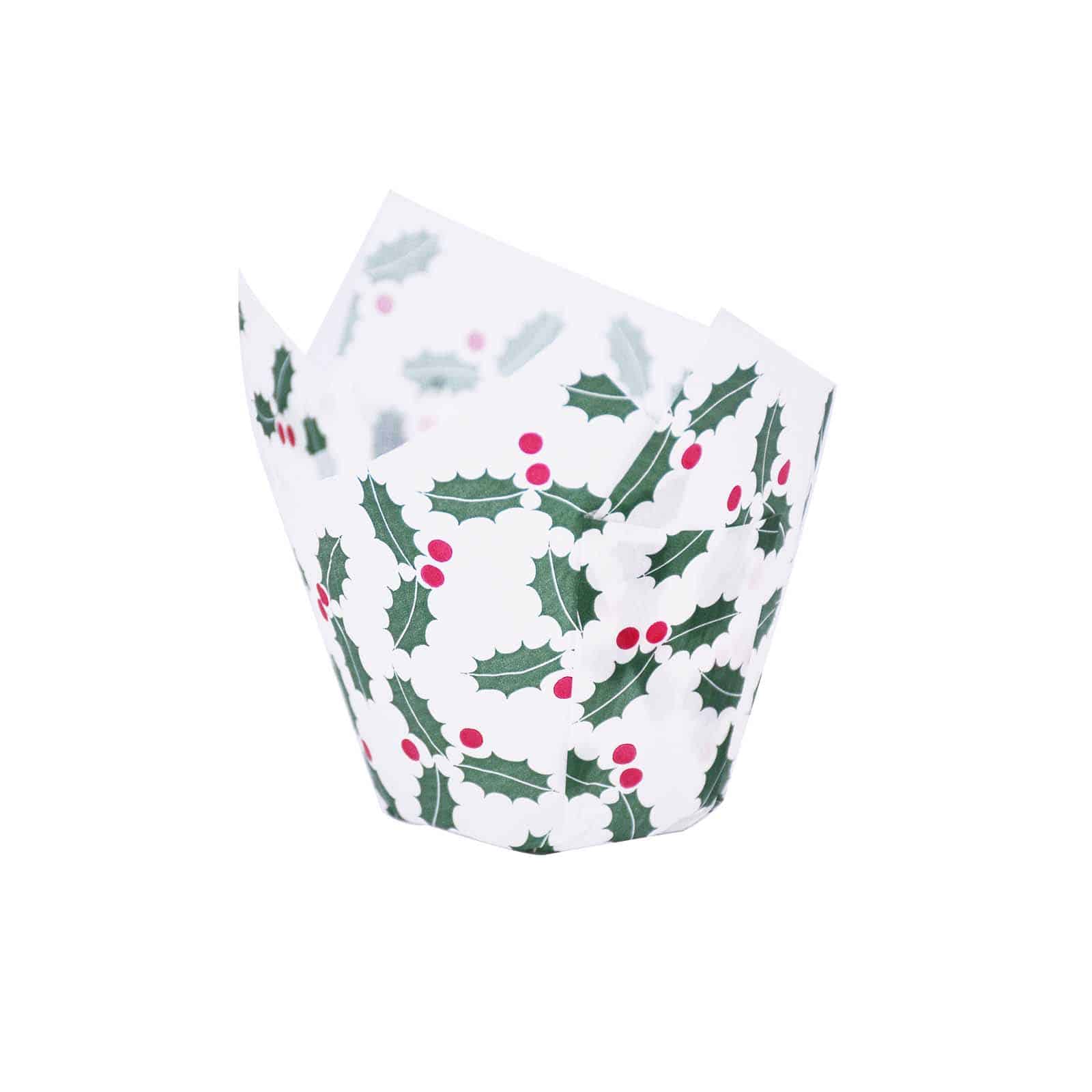 Large Muffin Wrap Holly Print (150 per carton) – Confoil